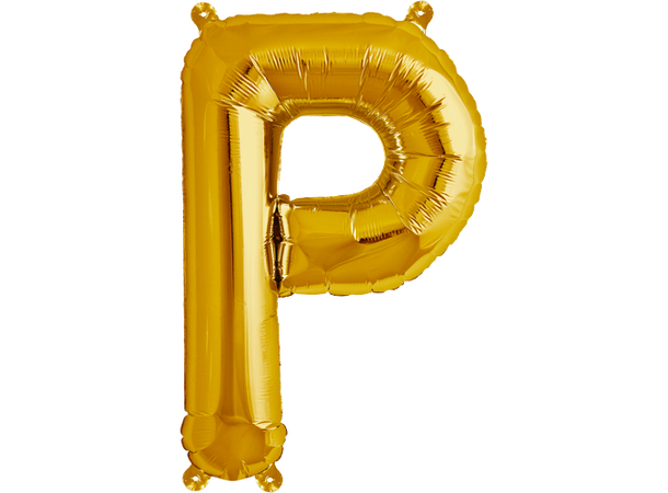 Bokstav P Gold 1 Folieballong - 41cm (16") - Partygrossisten