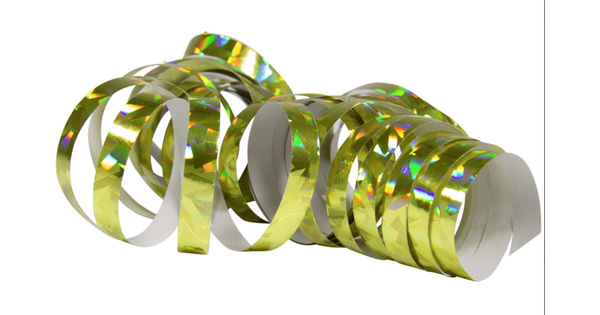 Serpentiner holografisk - Gull metallic 2 pk Serpentiner ensidig - 4m - Partygrossisten